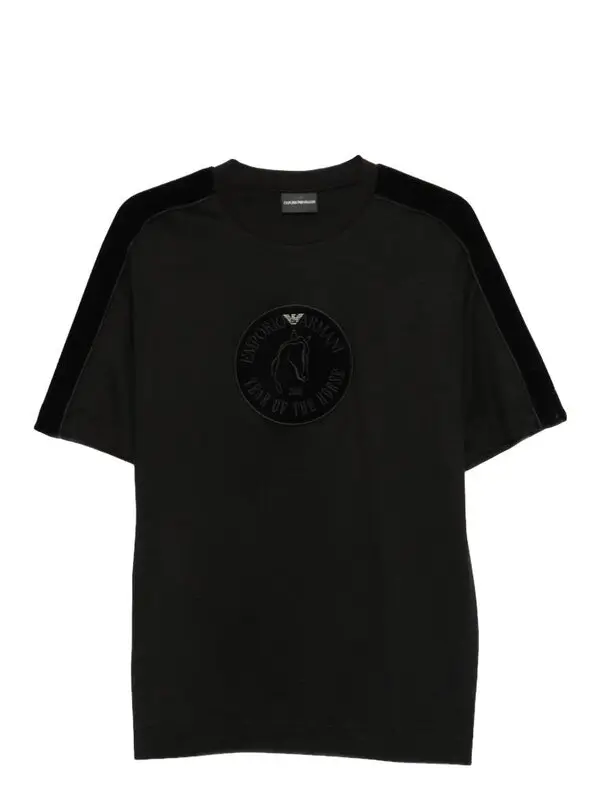 Emporio Armani Velvet-panel T-shirt - Black