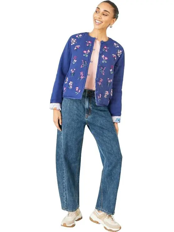 YUMI Embroidered Cotton Jacket - Blue