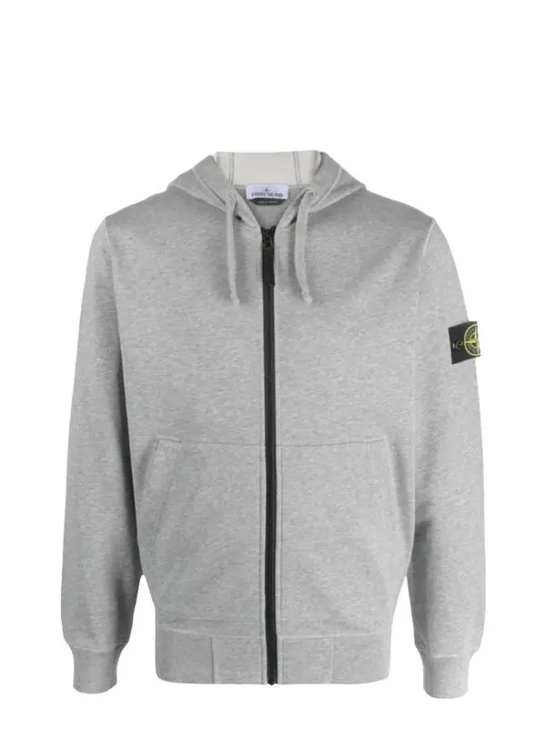 Stone Island Compass Motif Cotton Hoodie - Grey