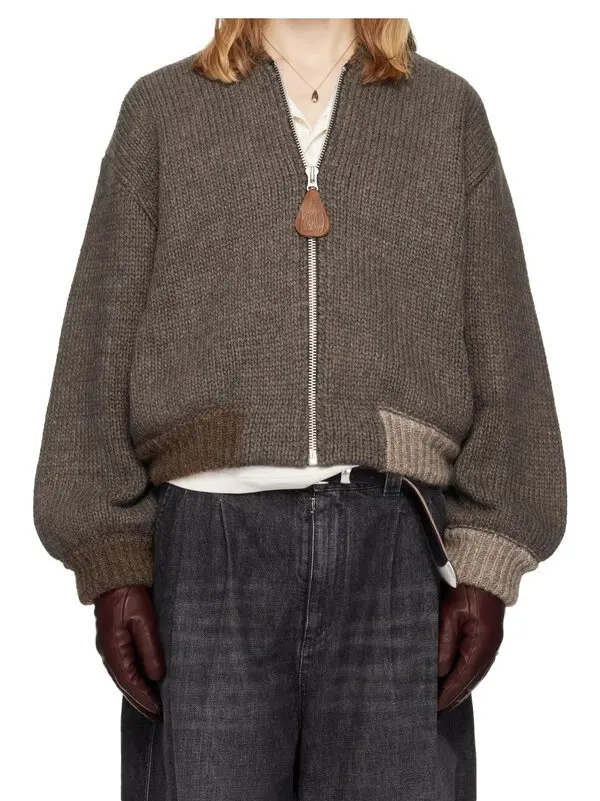 MAGLIANO Knitted Zipper Casual Jacket - Brown