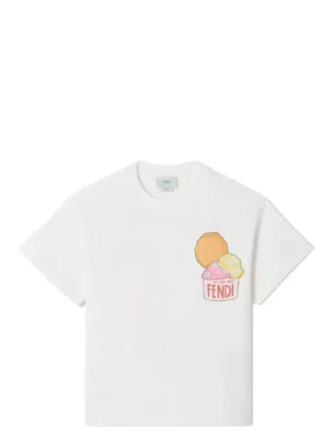 Fendi Short-sleeved Crewneck T-shirt With Ice Cream Graphic - White