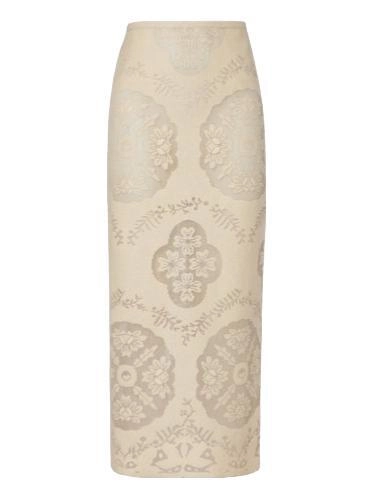 Valentino Garavani Floral Embroidered Midi Skirt - Nude