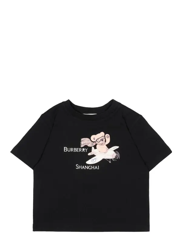 Burberry Logo Print Cotton T-shirt - Black