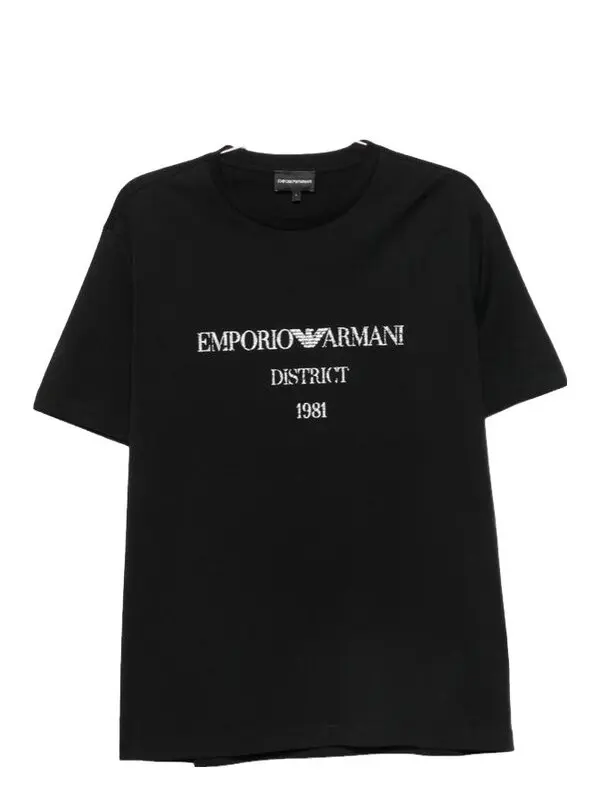 Emporio Armani Logo-print Crew-neck T-shirt - Black
