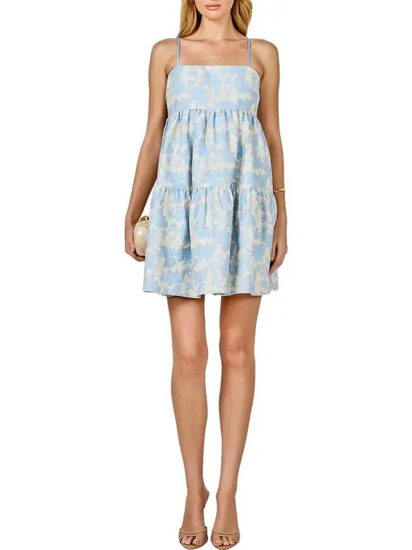 Endless Rose Floral Jacquard Mini Dress - Blue Multi
