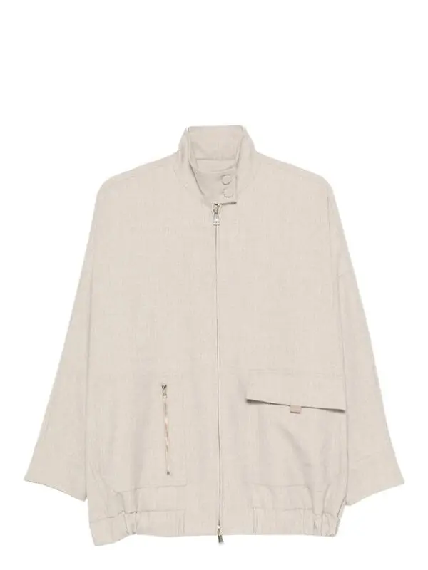 Fabiana Filippi High Neck Zip Jacket - Neutrals