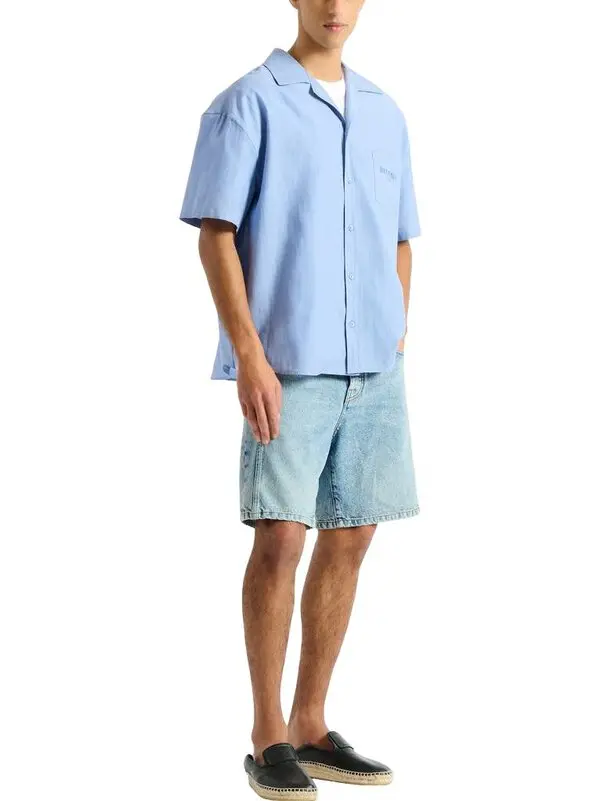 Balmain Vintage Shirt In Herringbone Poplin - Blue