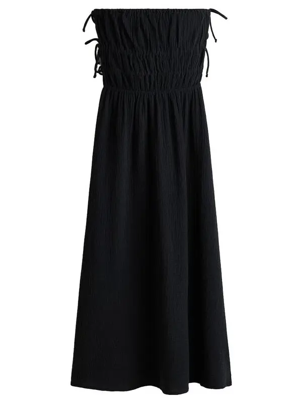 H&m Muslin Bandeau Midi Dress - Black