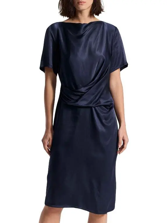 Ronen Chen Sculpted Twist Waist Midi Dress - Blue