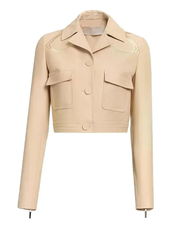 Elie Saab Monogram Embroidered Gabardine Jacket - Neutrals