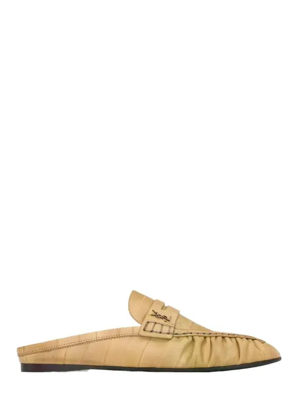 Saint Laurent Plaque Ruched Loafers - Neutrals