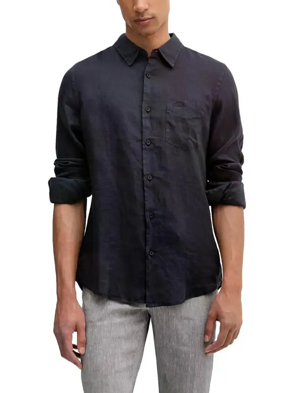 Guess Logo-embroidered Pocket Shirt - Blue
