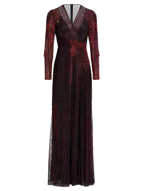 Elie Saab Embellished Wrap Maxi Dress - Black