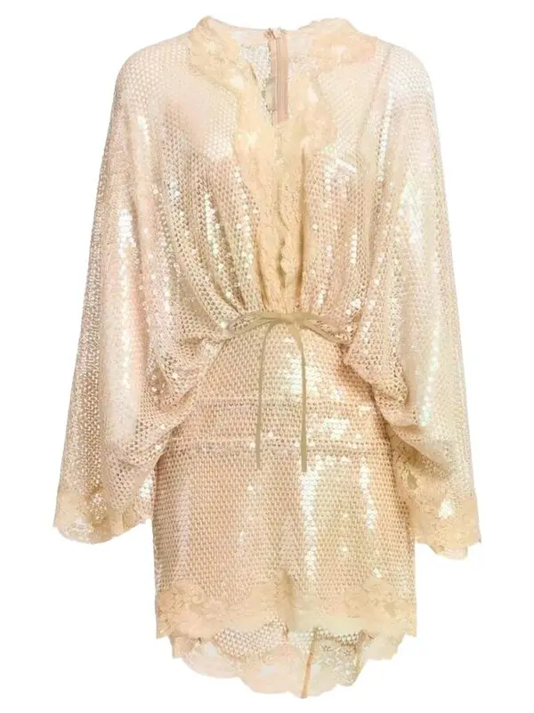 Elie Saab Sequin Embellished Mini Dress - Neutrals