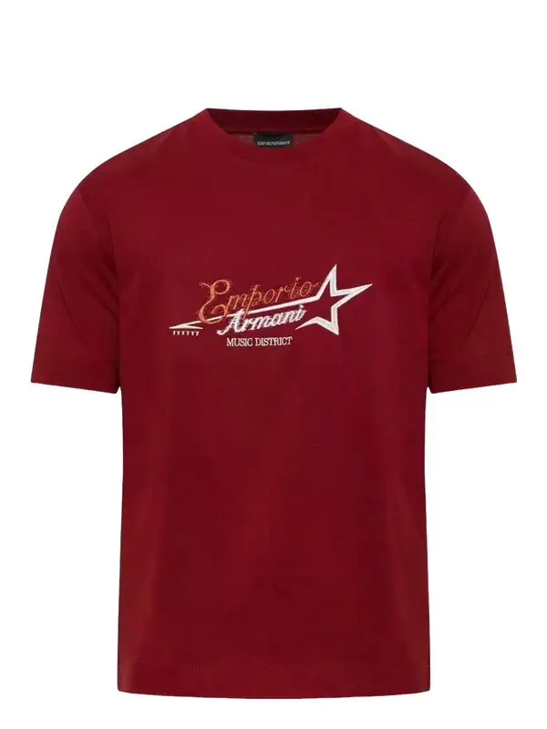 Emporio Armani Embroidered Logo T-shirt - Red
