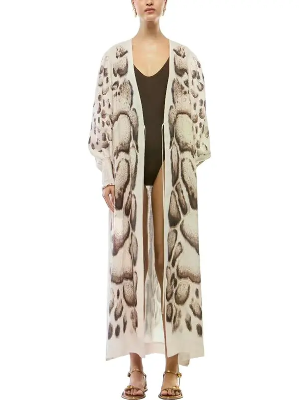 YUKIO Giraffe-print Puff Sleeve Robe - Neutrals