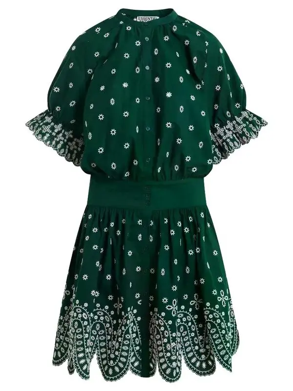 Essentiel Antwerp Embroidered Cotton Mini Dress - Green
