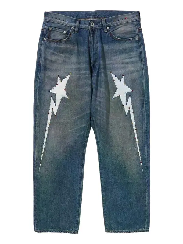 A BATHING APE Crystal-embellished Jeans - Blue