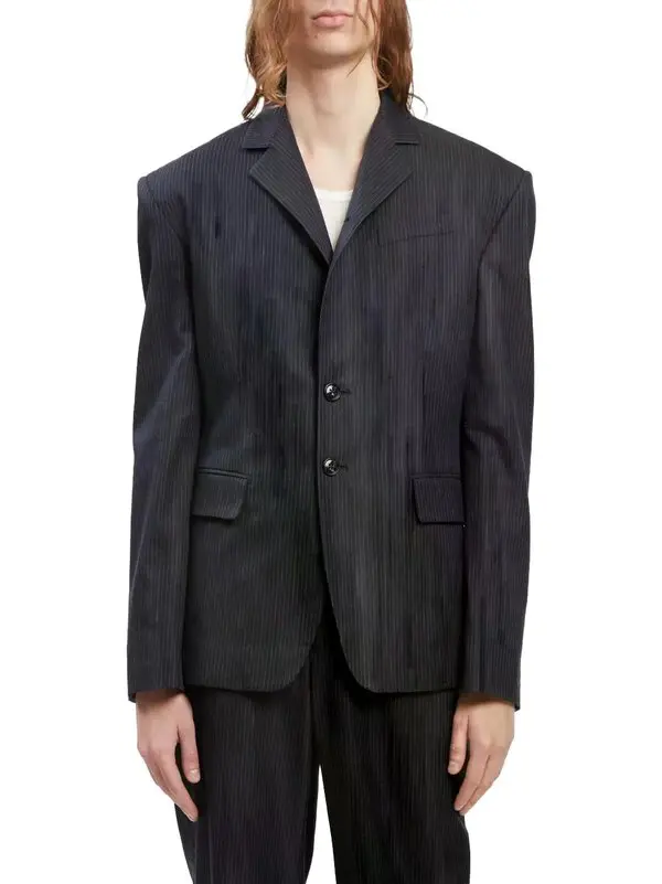 ANN DEMEULEMEESTER Derek Pinstripe Cotton Jacket - Blue