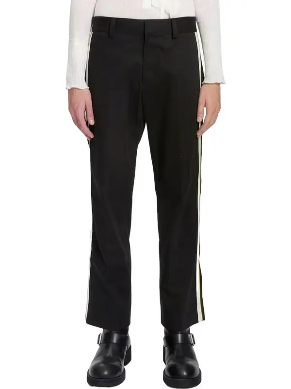 ANN DEMEULEMEESTER Cotton Twill Side Stripe Trousers - Black