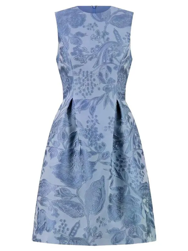 Lela Rose Floral Fil Coupé Mini Dress - Blue