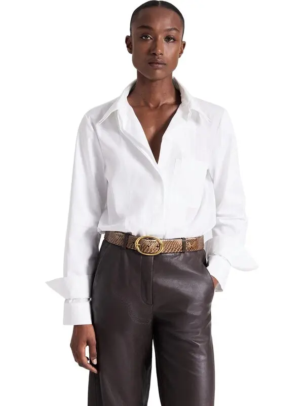 TWP Double Layer Boyfriend Shirt In Superfine Cotton Shirting - White