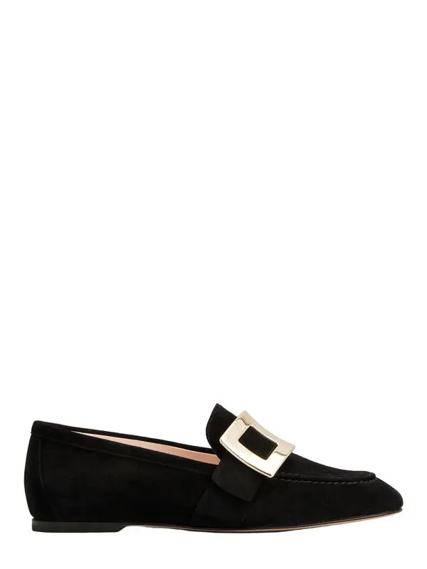 ROGER VIVIER Suede Loafers With Metal Buckle - Black