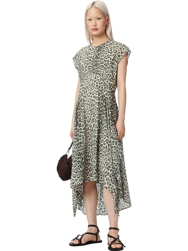 ALLSAINTS Arwen Relaxed Fit Print Midi Dress - Leopard