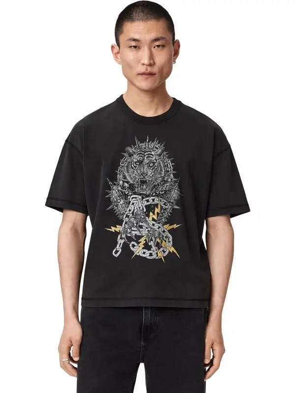 ALLSAINTS Iron Tiger Short Sleeve Graphic T-shirt - Black