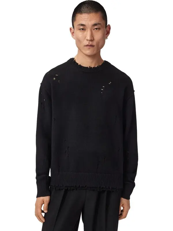 ALLSAINTS Distressed Wool Blend Sweater - Black