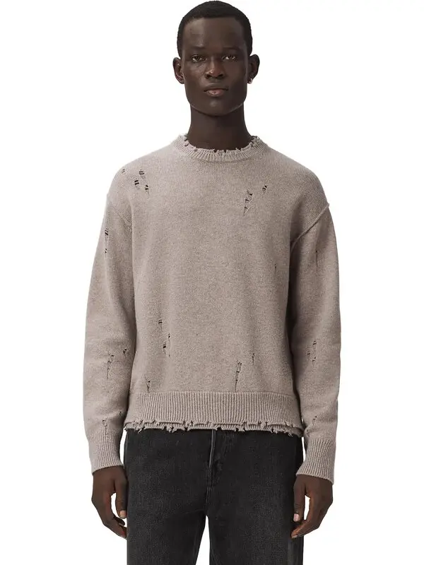 ALLSAINTS Distressed Wool Blend Sweater - Brown