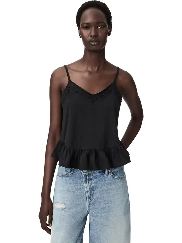 ALLSAINTS Georgia Embroidered Slim Fit Cami Top - Black