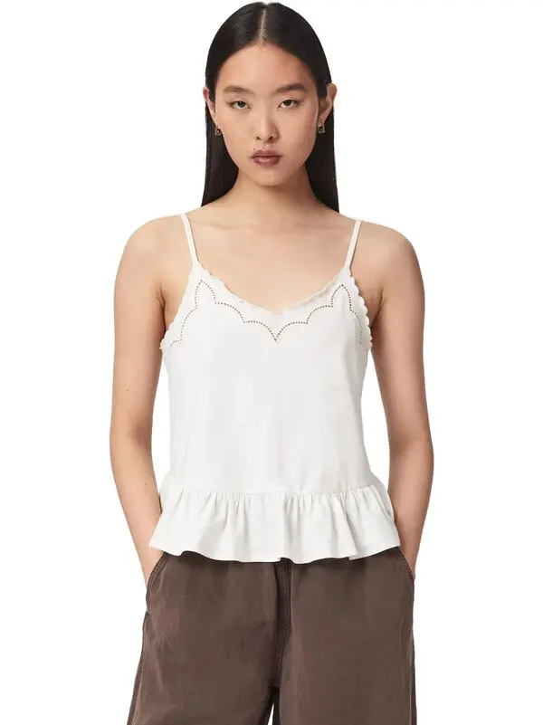 ALLSAINTS Georgia Embroidered Slim Fit Cami Top - White