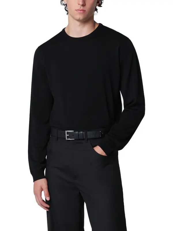 ROBERTO COLLINA Merino Wool Crew-neck Knit Sweater - Black