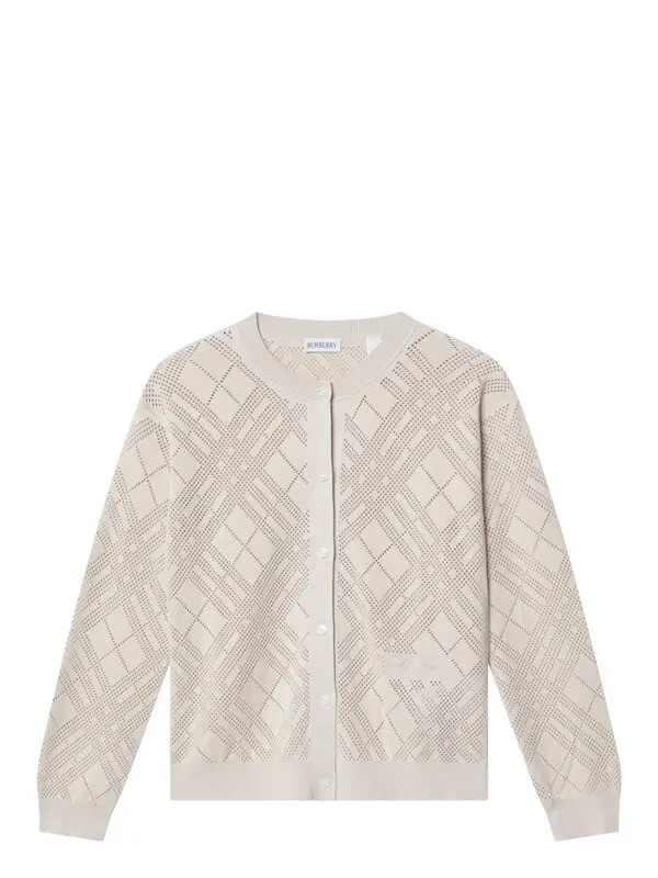 Burberry Openwork Cotton Cardigan - White