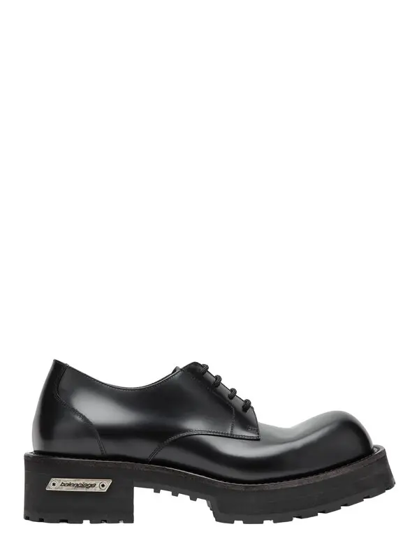 Balenciaga Calfskin Leather Derby Shoes - Black