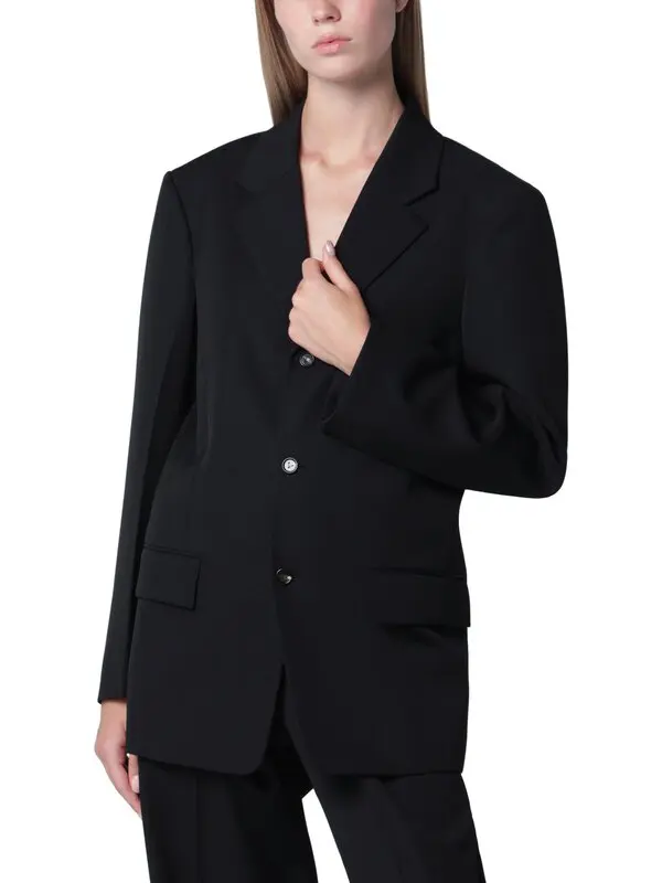 Bottega Veneta Grain De Poudre Wool Single-breasted Jacket - Black