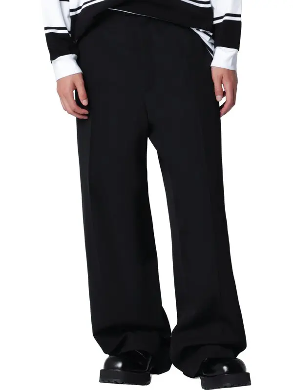 Balenciaga Wide-leg Tailored Trousers In Twill - Black