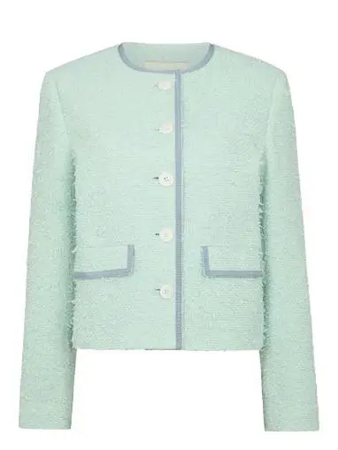 REALLY WILD CLOTHING Cotton Blend Braided Boucle Jacket - Mint