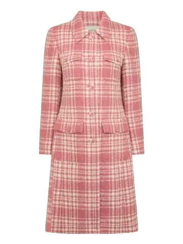 REALLY WILD CLOTHING The Lady Check Wool Coat - Pink/cream