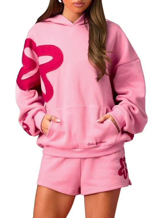 EDIKTED X Barbie™ Blossom Oversize Hoodie - Pink