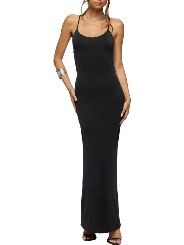 EDIKTED Zhuri Ring Backless Maxi Dress - Black