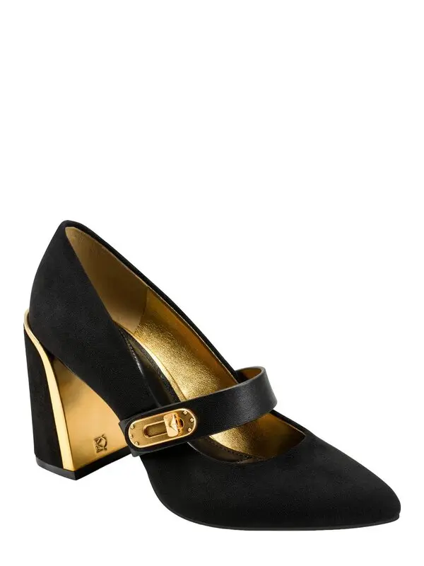 Donna Karan New York Mary Jane Block Heel Pumps - Black