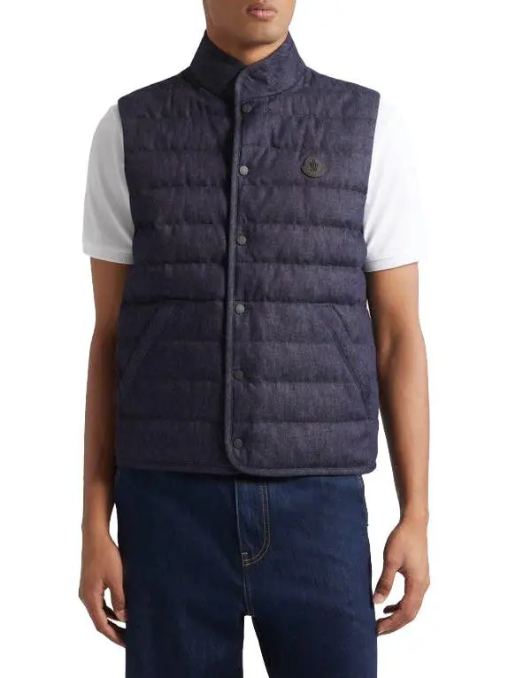 Moncler Liorane Denim Down Puffer Vest - Blue Denim