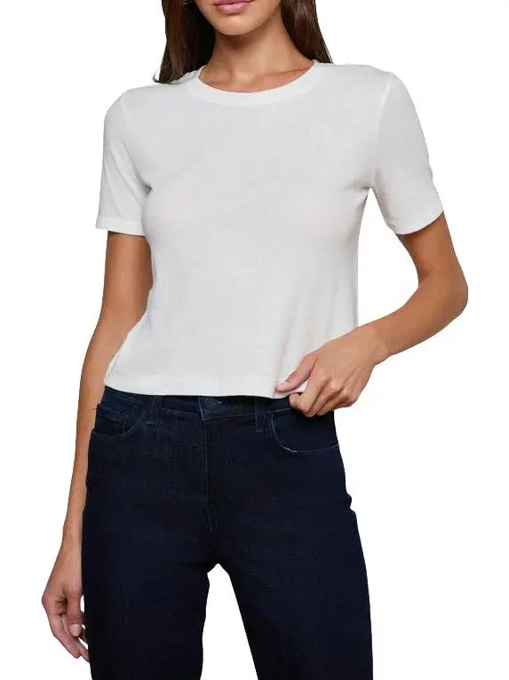 L'AGENCE Stormy Crop Tee - White