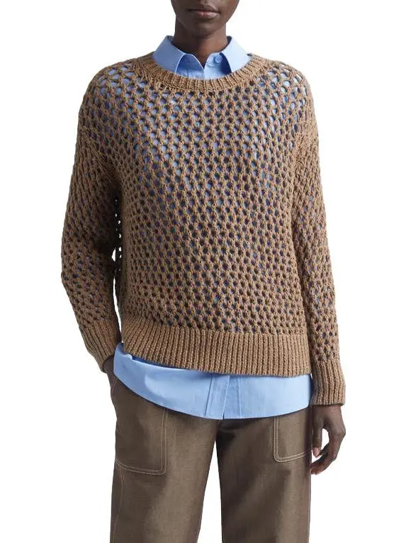 Lafayette 148 New York Hand-knit Cotton Open Stitch Sweater - Root Multi