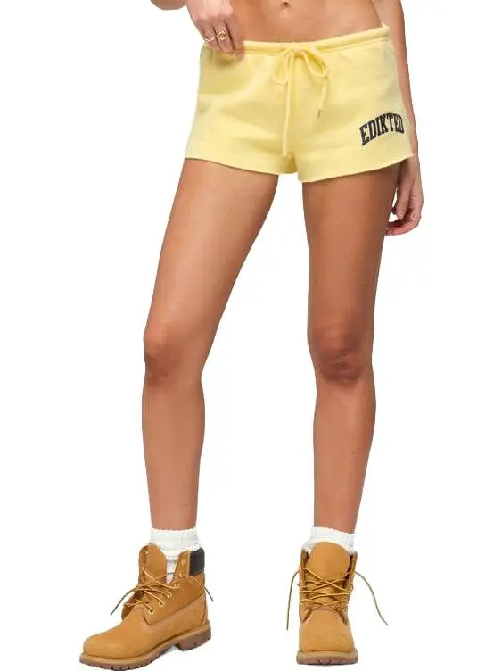 EDIKTED Drawstring Micro Shorts - Yellow