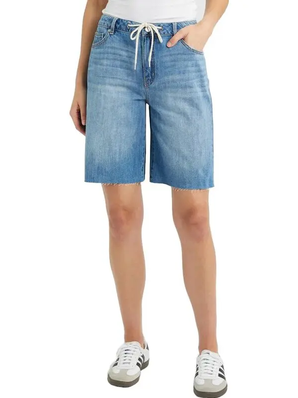 1822 Denim Raw Hem Long Denim Shorts - Yonkers