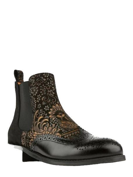 EMBASSY LONDON Mamacita Chelsea Boot With Floral Embossing - Black