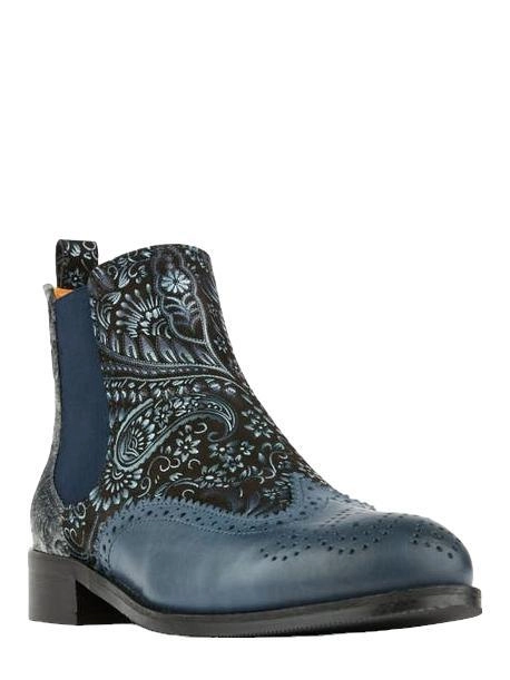 EMBASSY LONDON Mamacita Chelsea Boot With Floral Embossing - Blue
